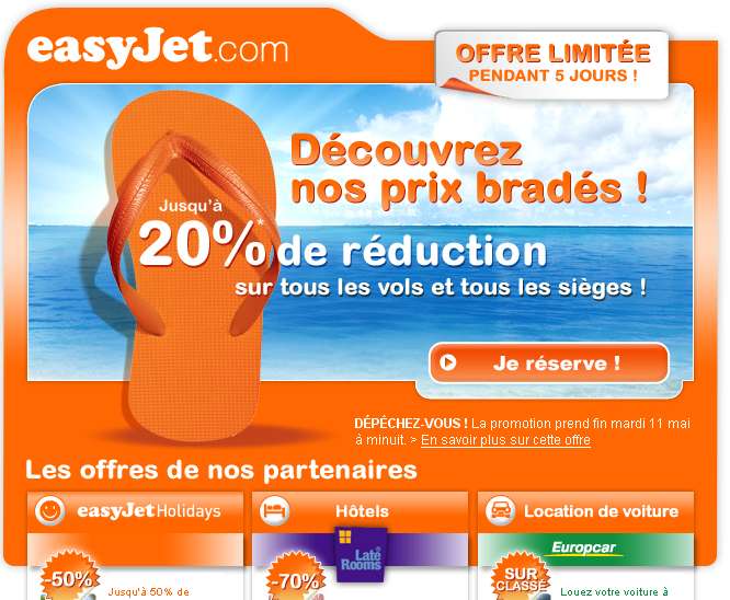 Easyjet promo du 7 au 11 mai 2010