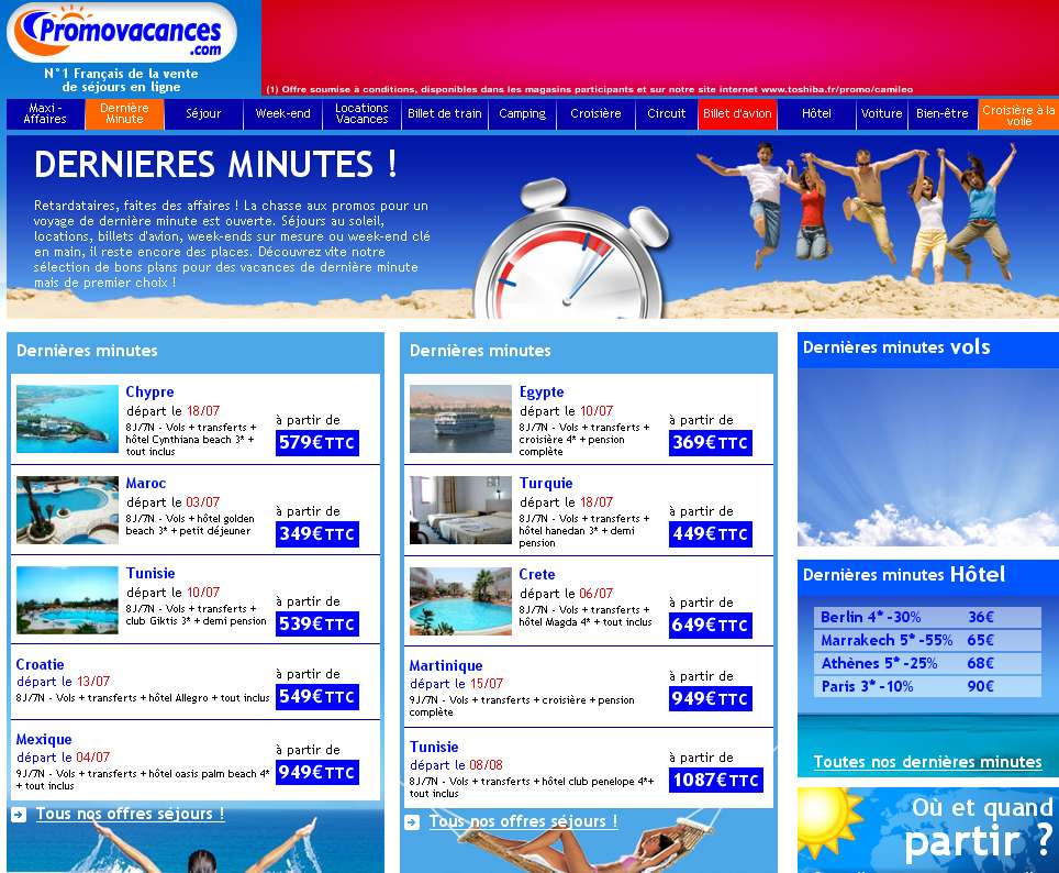 Vacances de dernieres minutes avec Promovacances