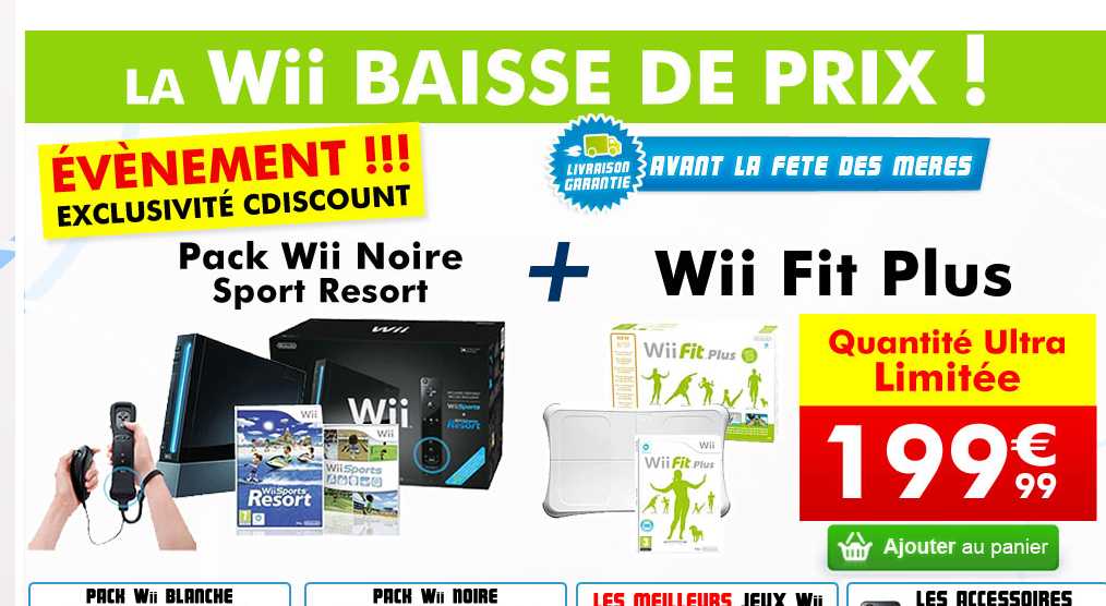 pack wii + wiifit plus à moins de 200 euros port inclu