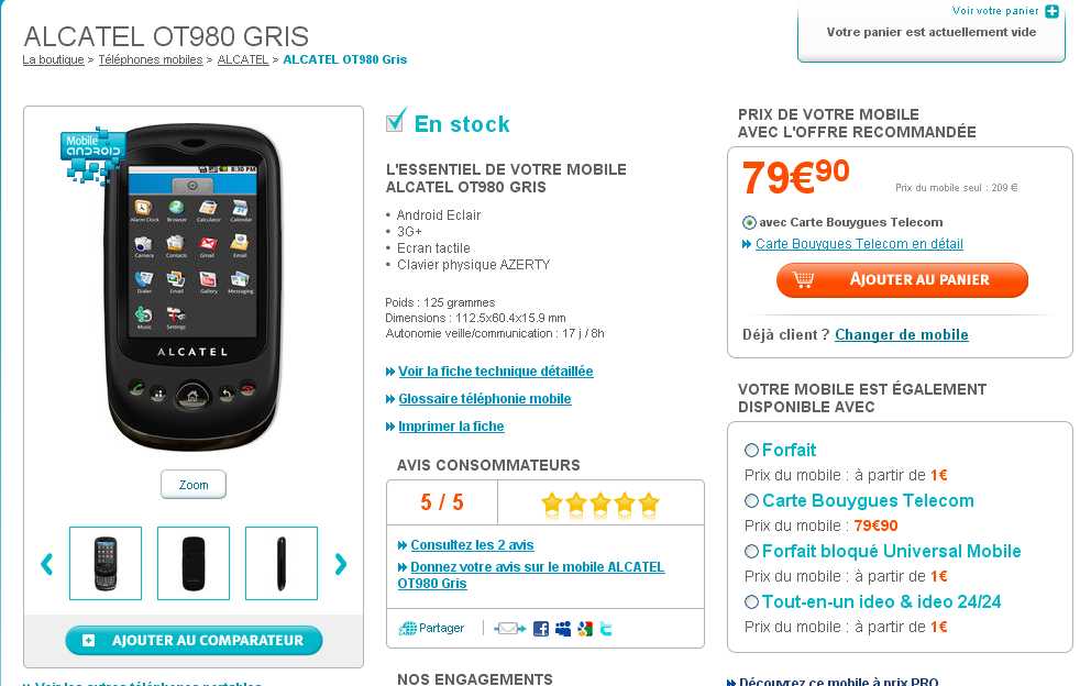 60 euros pour un smartphone android avec