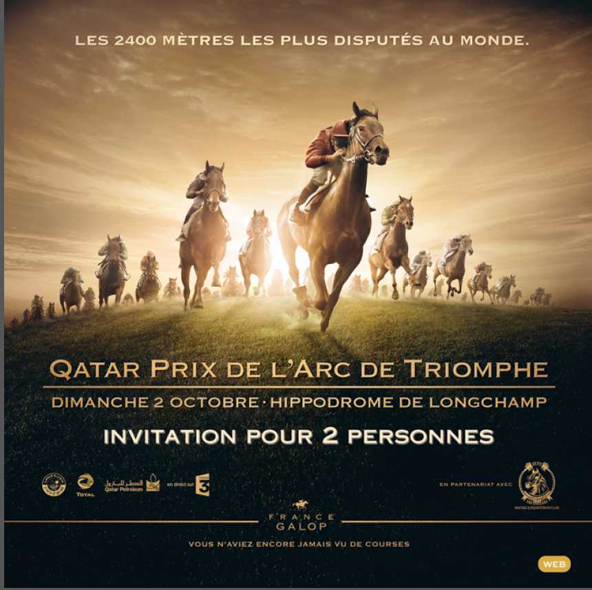 invitation gratuite pour le grand prix de l'arc de triomphe le 2 octobre
