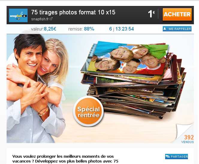faites developper 75 photos pour 4.95 euros tout compris