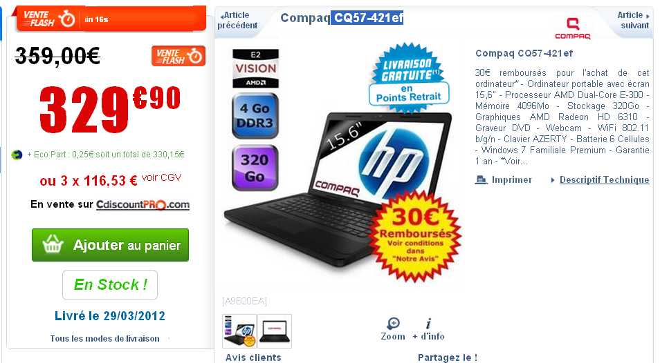 un pc portable qui revient à moins de 300 euros chez cdiscount