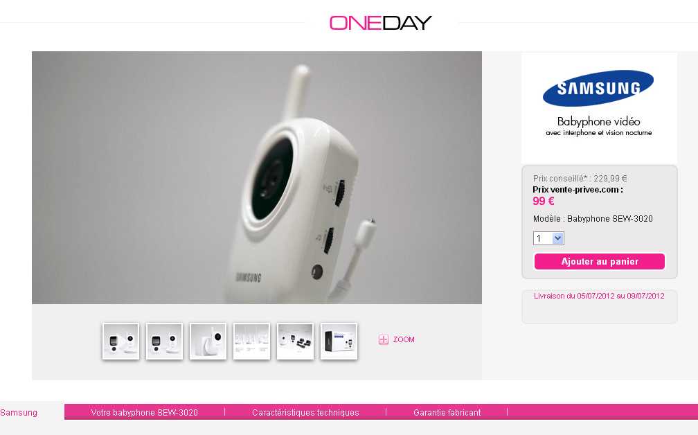 baby phone video samsung sew 3020 à 104 euros portinclu