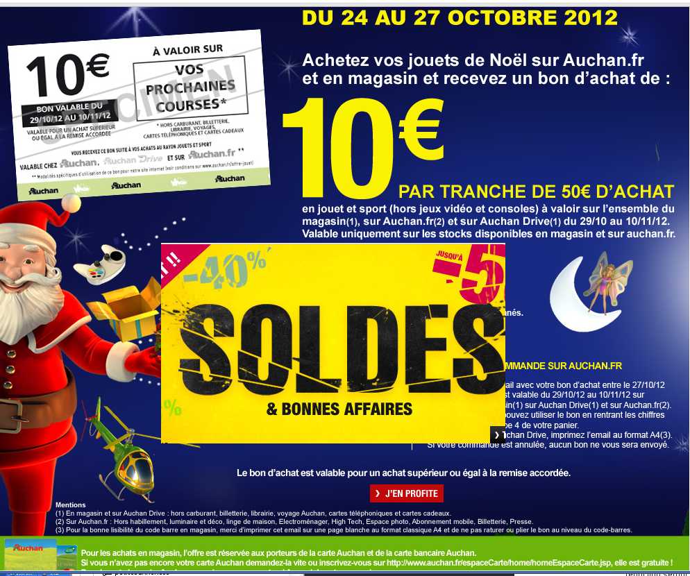 Soldes jouets sur auchan avec en prime 10 euros de bons d'achats par tranche de 50 d'achats