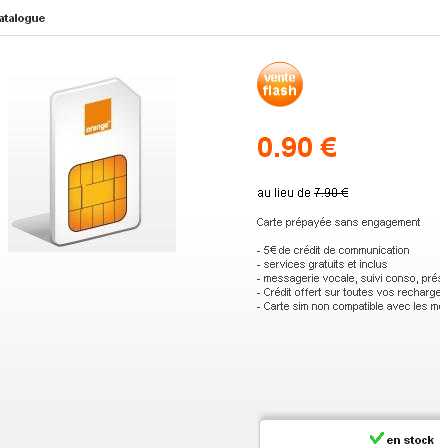 Puce sim prepayée mobicarte à 0.90 euros