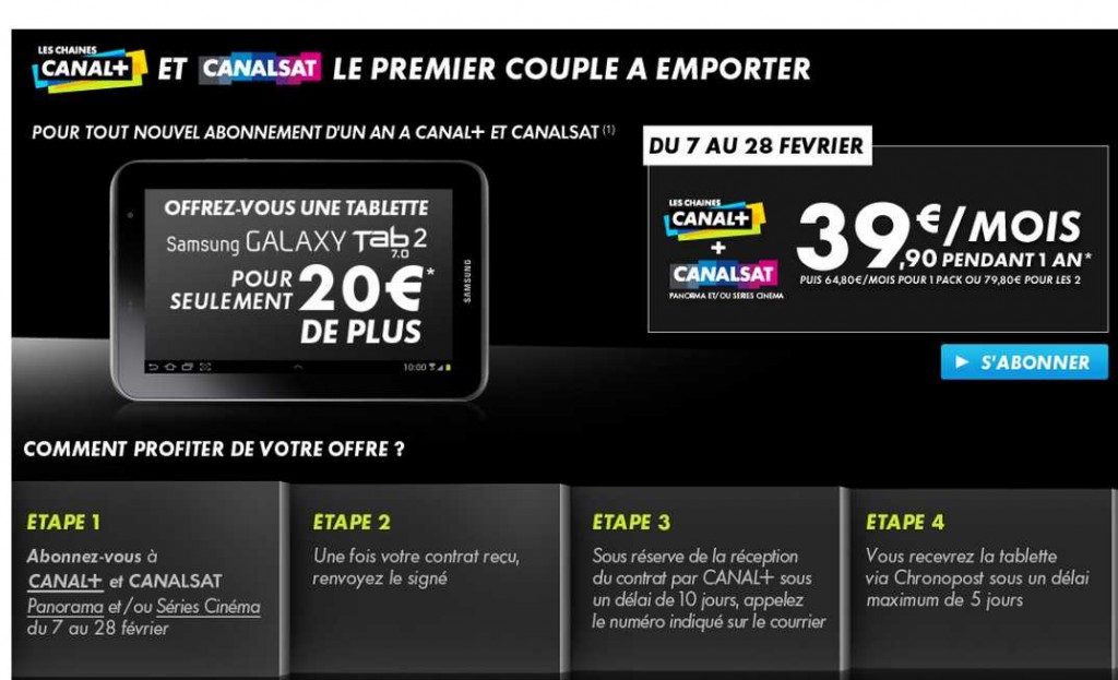 20 euros la tablette galaxy tab 2 7 pouces pour un abonnement au couple ...