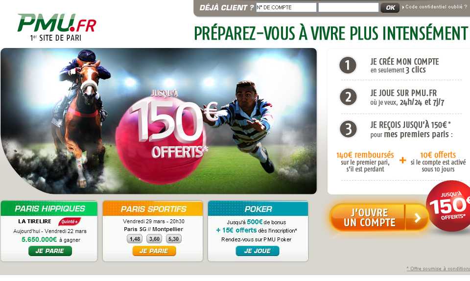 Pmu.fr : premier pari remboursé à hauteur de 140 euros si perdu .. et 5 ...