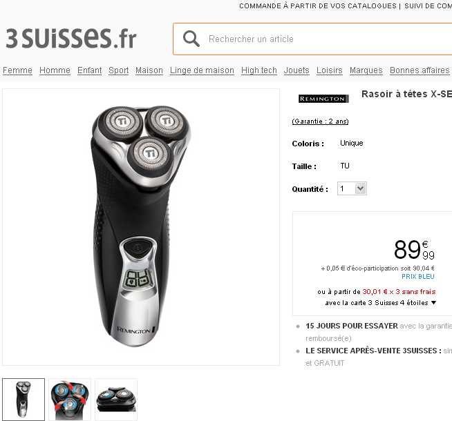 Rasoir remington R6150 à 48 euros port inclu