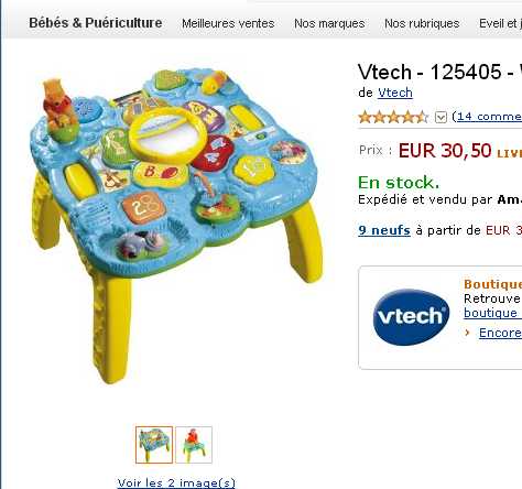 Table educative vtech à 30.5 euros port inclu