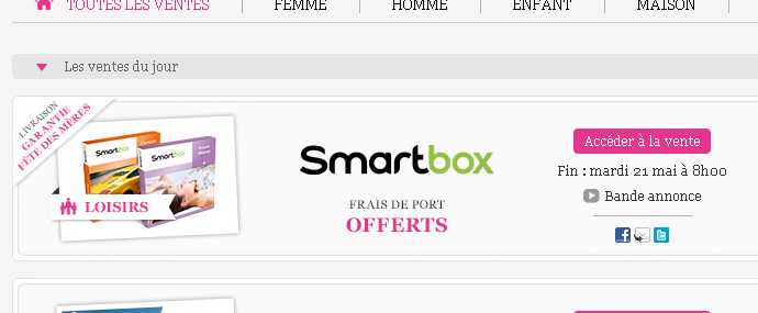 Coffrets cadeaux smartbox avec de 15 à 20% de remise