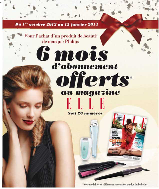 6 mois d'abonnement à Elle offert pour l'achat d'un article de beauté ...