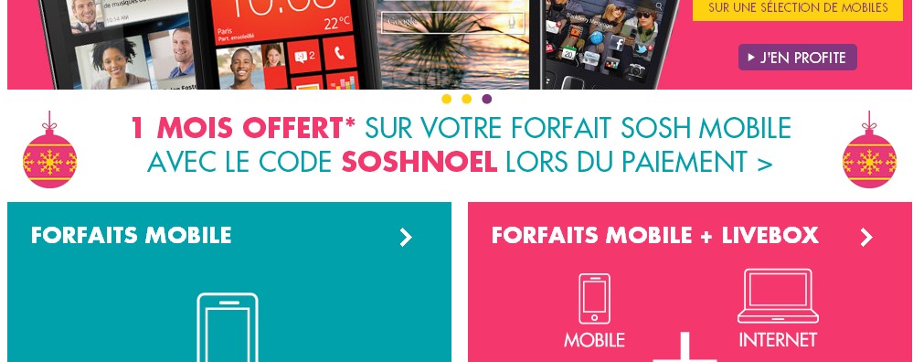 1 mois offert pour un abonnement à un forfait mobile sosh
