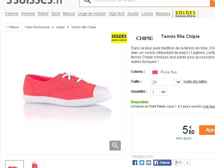 Baskets chipie pour filles entre 5 et 8 euros
