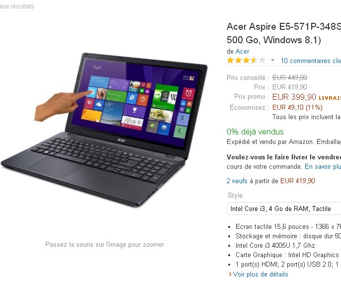 Pc portable tactile 15 pouces à moins de 400 euros