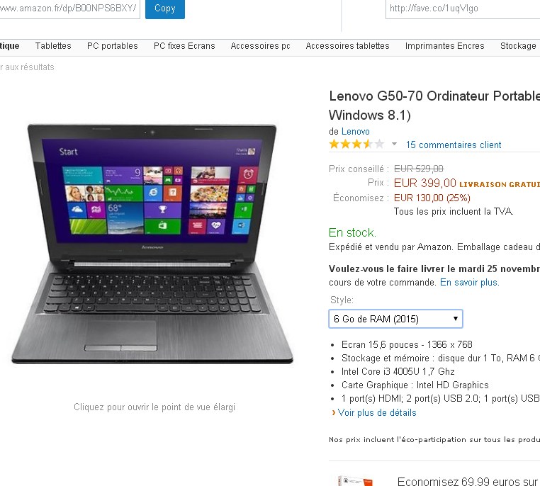 399 euros un pc portable core i3 avec 6go de mémoire vive