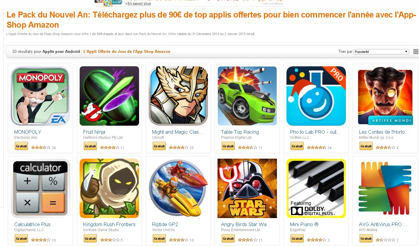 30 appli android gratuites jusqu'au 2 janvier 2015