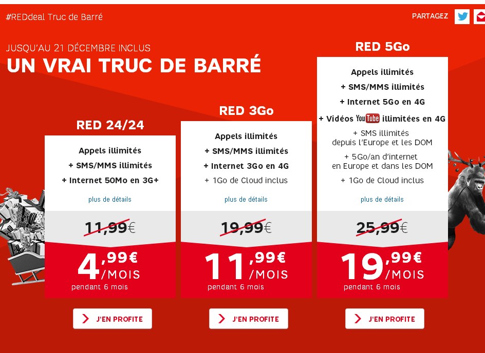 Prix réduits sur les forfaits mobiles sfr red