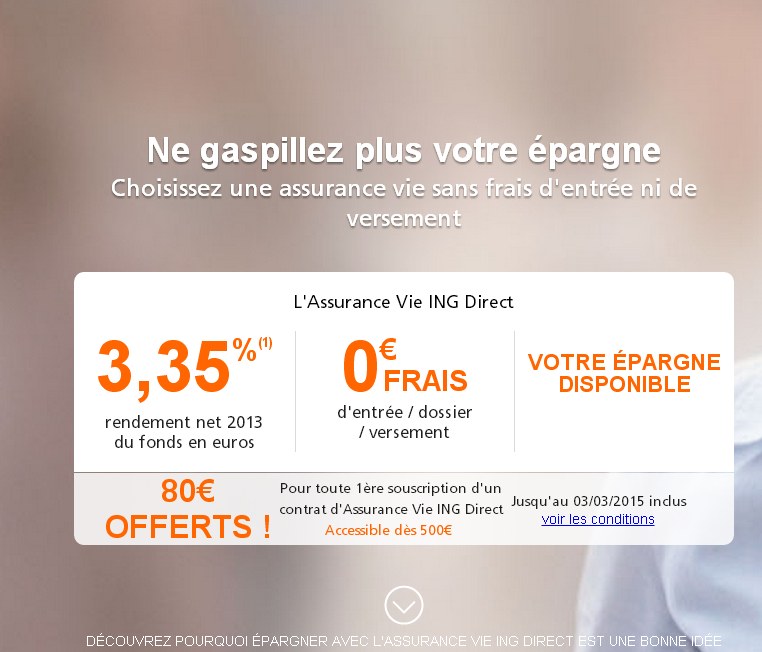 80 euros offerts pour la souscription à l'assurance vie ing direct