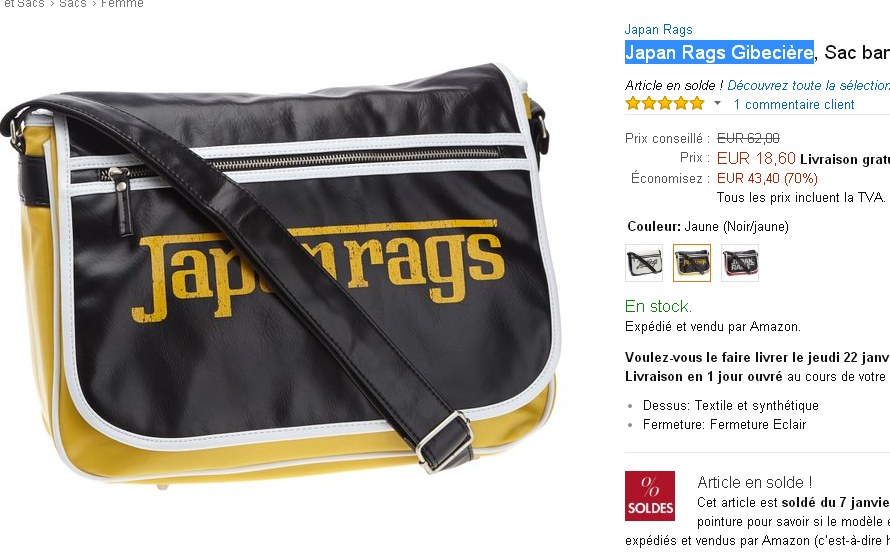 Sac japan rags besace à 18 euros