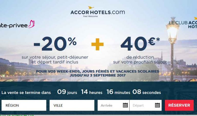 Promo Accor Hotels: 20% de remise + petits déjeuners offerts + 40€ sur ...