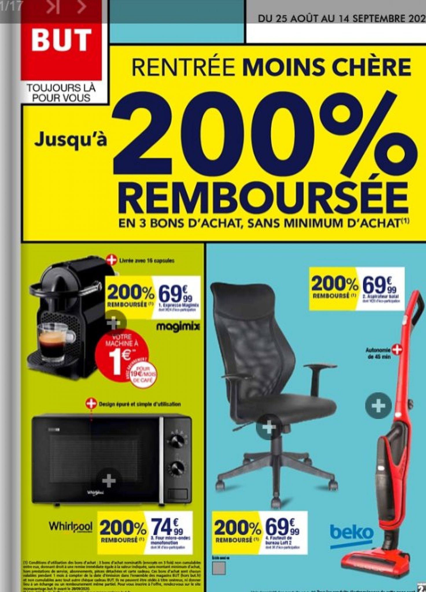 But : des produits jusqu'à 200% remboursés du 25 aout au 14 septembre ...