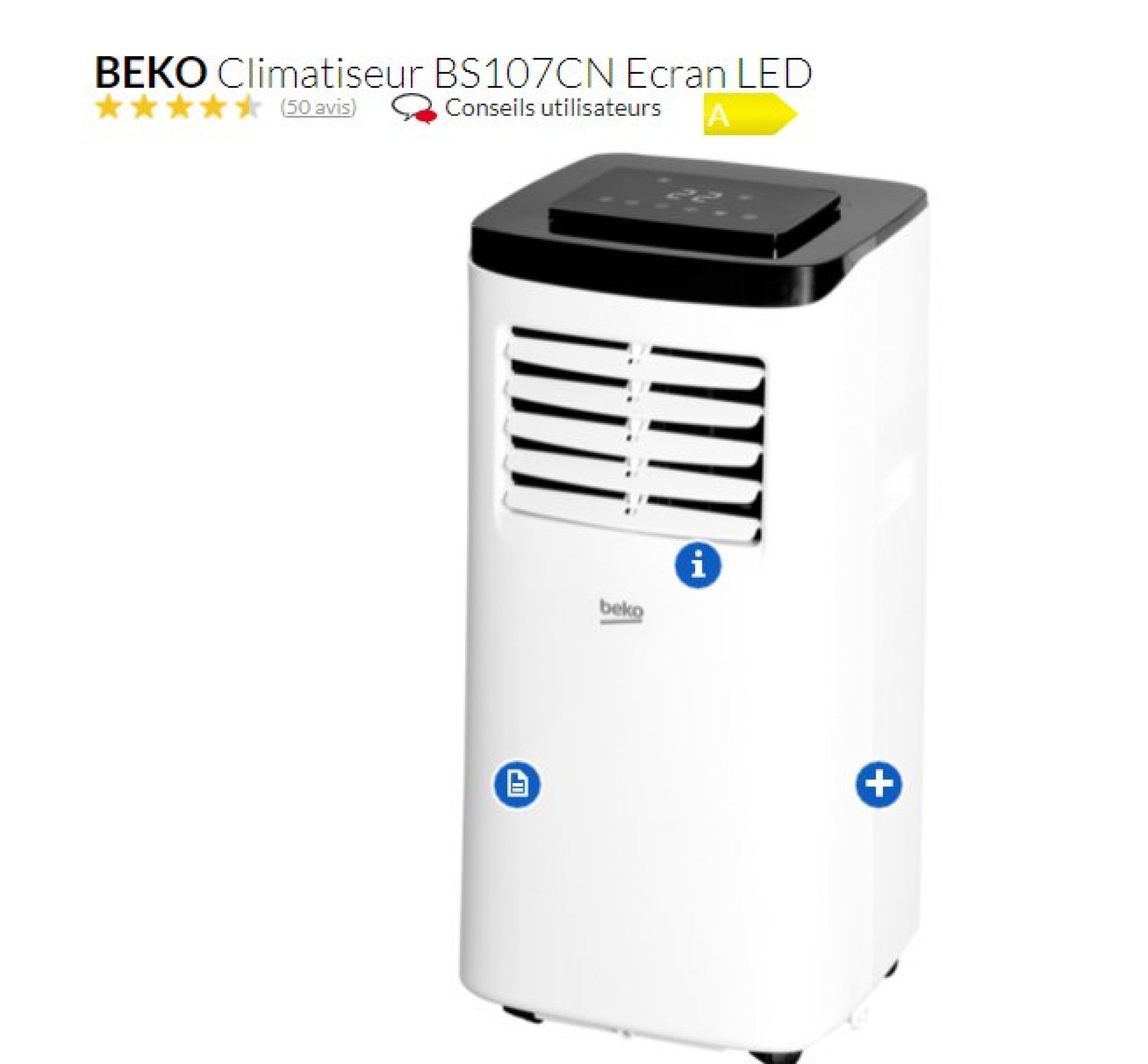 Climatiseur mobile BEKO qui revient à 130€ gràce à 50% de remboursement ...
