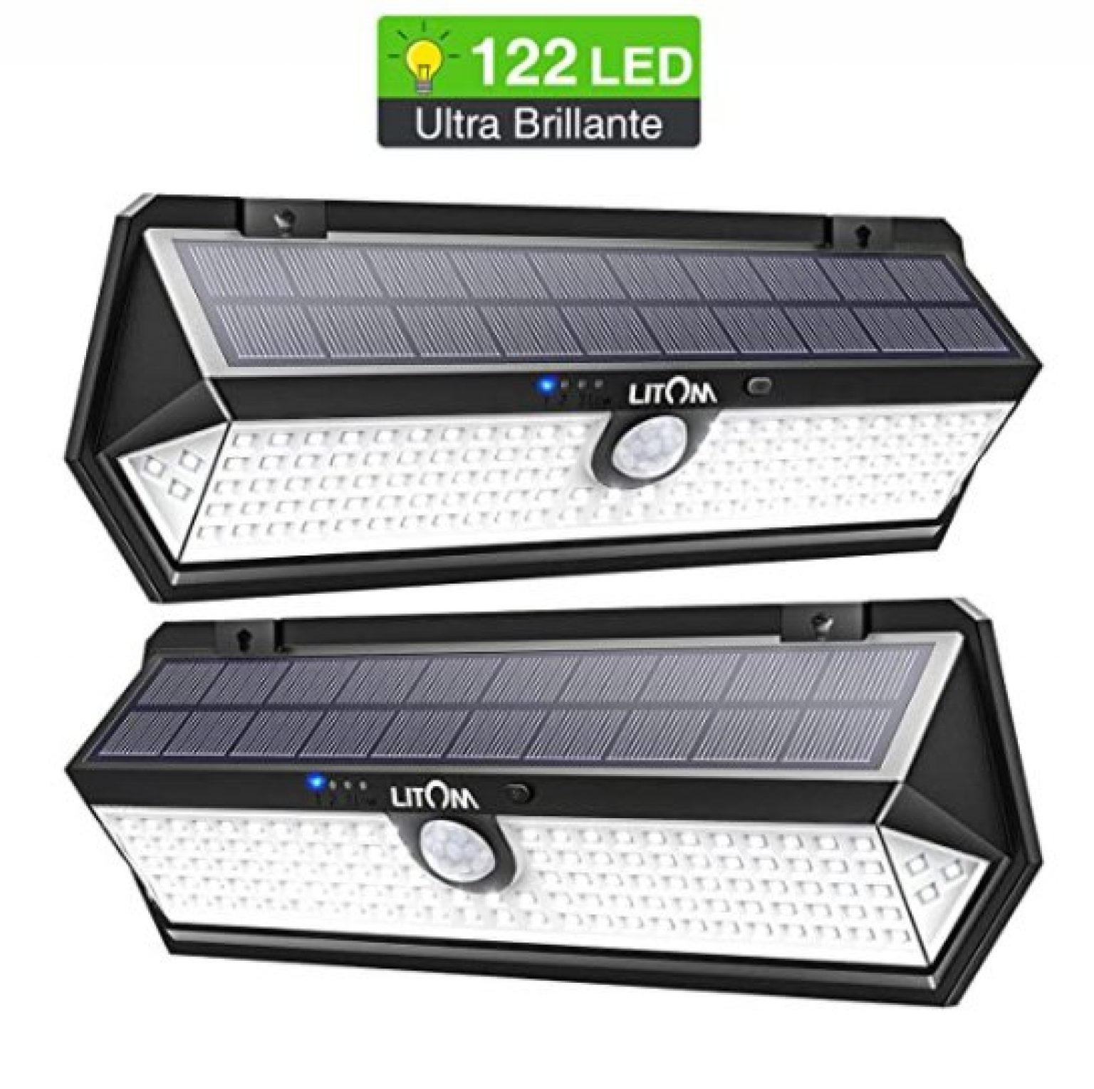 25€ le lot de 2 lampes solaires d'exterieur avec 122 leds