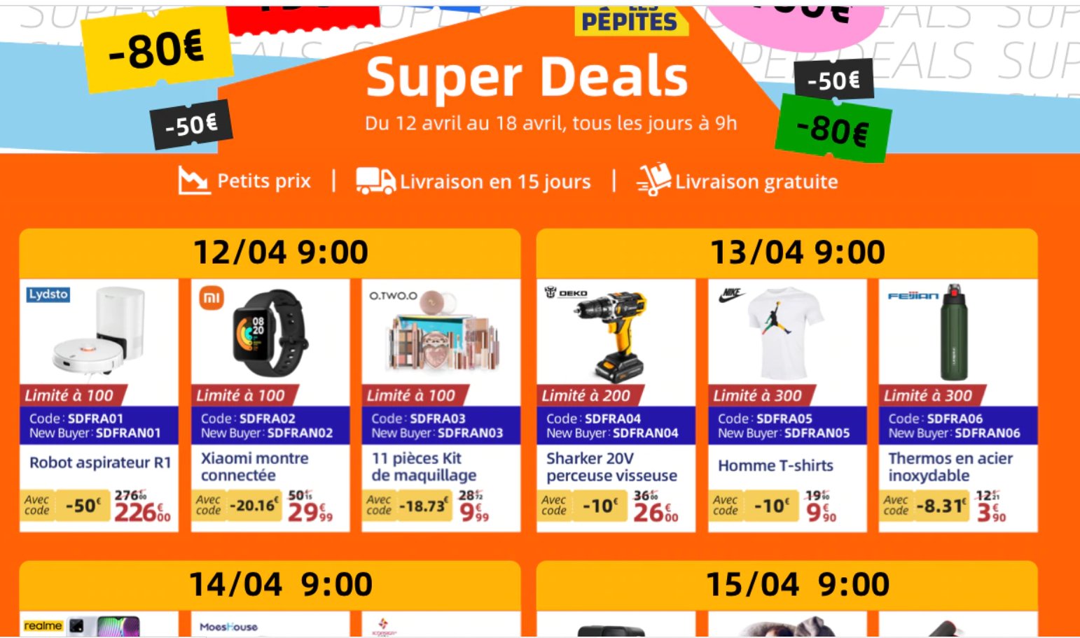 Des megas affaires sur ALI EXPRESS , avec les Super Deals tous les matins