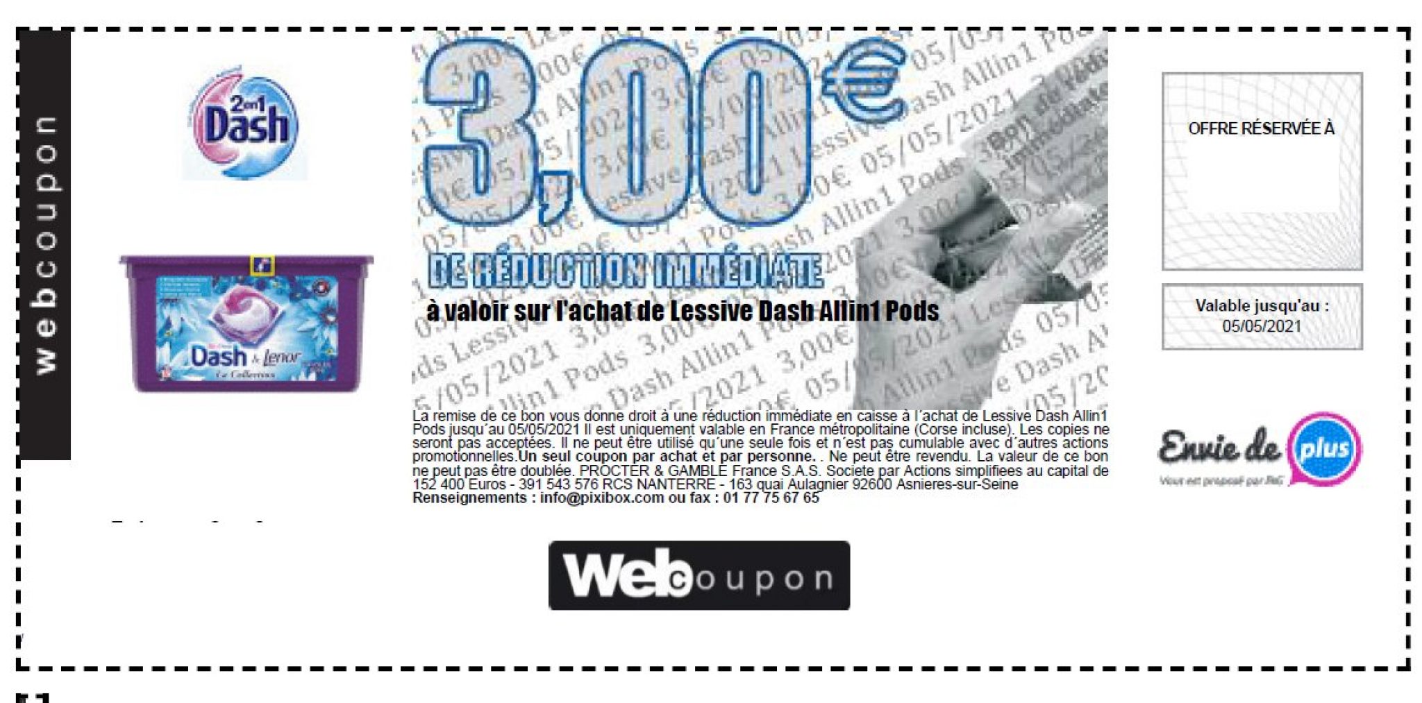 0.21€ seulement la boite de 32 capsules de lessive DASH