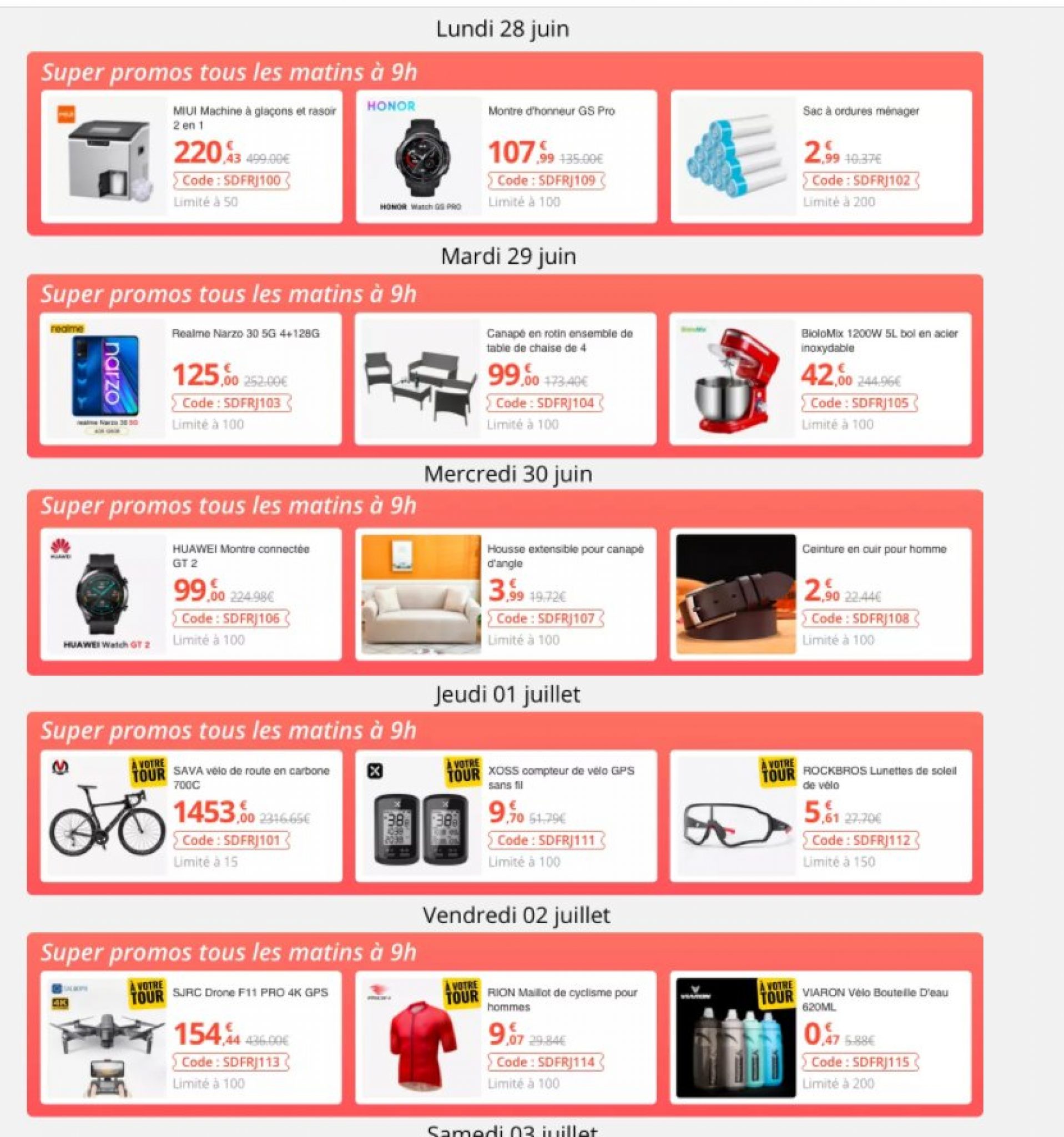 Ali Express ... Les super deals du 28 juin au 4 juillet