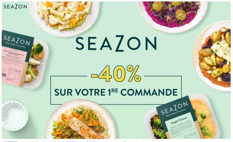 Seazon : 40% de réduction sur sa premiere commande de repas