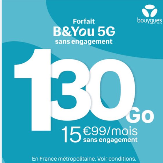 Bon plan forfait mobile 5G : 130Go pour 15.99€ Bouygues Bandyou