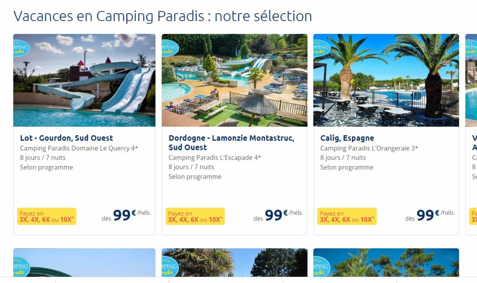 Promo Mobil home camping à 99€ avec vente flash Camping Paradis