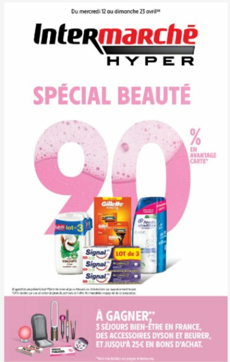Prospectus Intermarche Beauté du 12 au 23 avril : jusqu'à 90% sur la carte