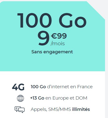 9.99€ le forfait mobile 100Go sur le reseau bouygues avec CdiscountMobile