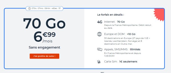 Cdiscount Mobile : 6.99€ le forfait mobile avec 70go d'internet pour les french days